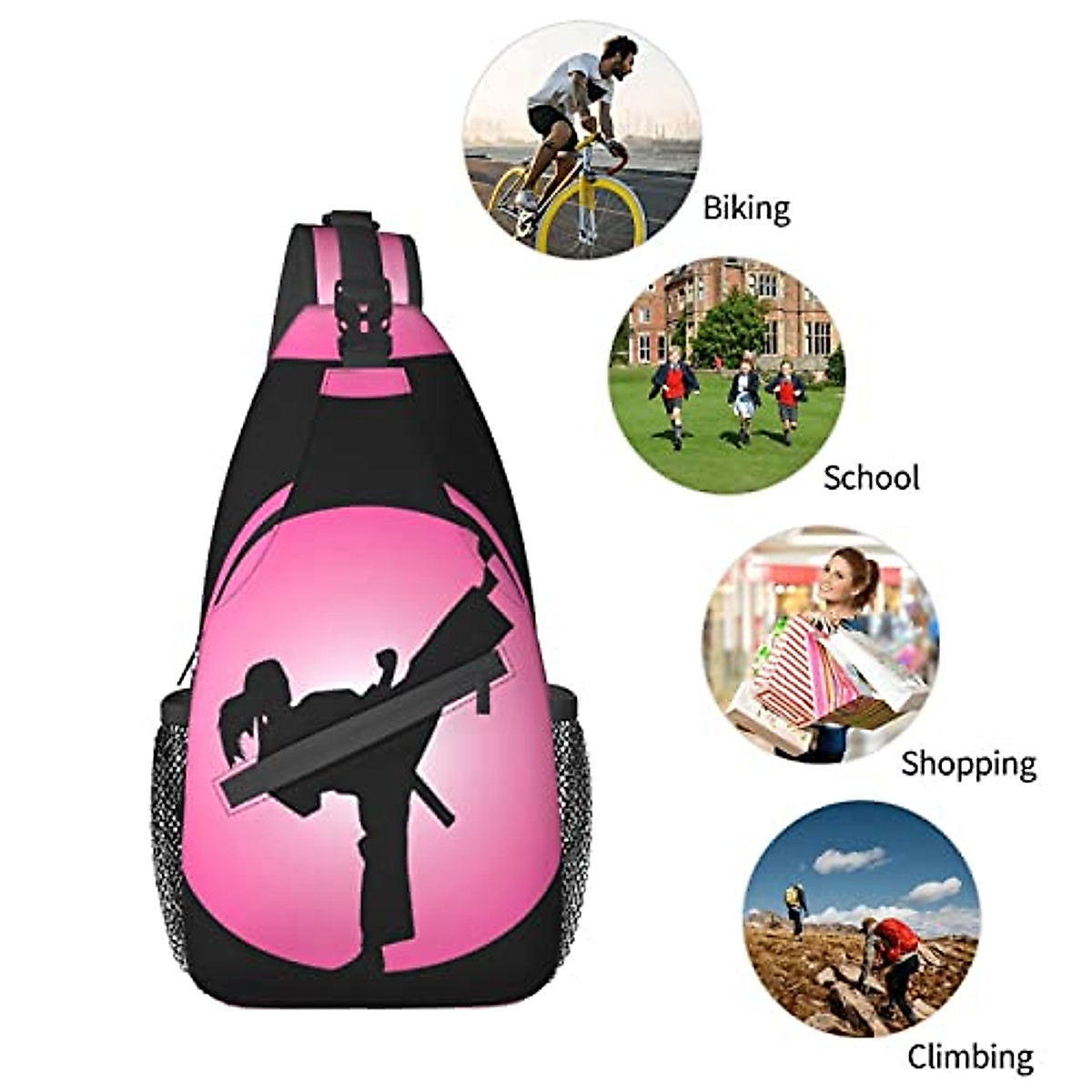 THEEND Lightweight Sling Taekwondo Design Backpack Sling Bag Travel Hiking Small Backpack For Women Men Kids Gifts, One Size