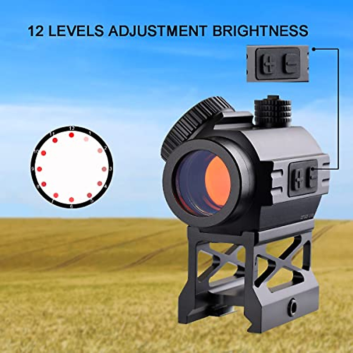 CTOPTIC Red Dot Sight 1x20mm Compact Red Dot Optics with Low Profile and Absolute Co-Witness Mount Lens Covers Powered Auto On & Off