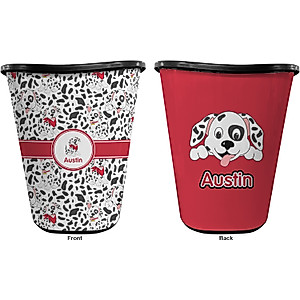 RNK Shops Personalized Dalmation Waste Basket - Double Sided (Black)