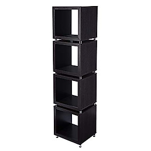 SEI Furniture Portgren 4-Tier Bookshelf, Dark Espresso/Chrome