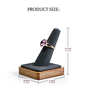 Oirlv Single Finger wooden ring display stand Jewelry Showcase Display Holder (Grey)