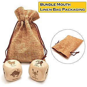 Hometu Creative 30MM Wooden Constellation Dice Set, Laser Engraved 6-Sided Wood Big Zodiac Dices for Constellation Divination Accessory (2Pcs/Set(1Pair), V1)