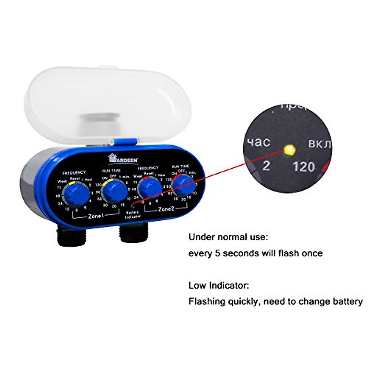 Yardeen Watering Hose Sprinkler Timer Garden Irrigation System Controller Electronic Water Timer with Two Outlets Color Blue