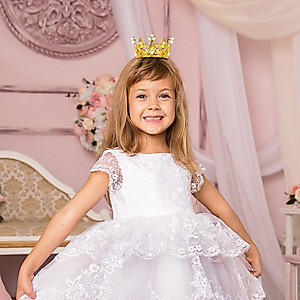 30 Pcs Gold Crown Cake Topper Mini Small Crowns Pearl Rhinestone Princess Cupcake Toppers for Flower Arrangements Glittering Cake Decoration for Girl Lady Bridal Wedding Birthday Party, 3 Style