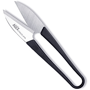 ALLEX Japanese Mini Sewing Embroidery Scissors 4 Inch, Spring Thread Cutting Snips Black, Made in JAPAN, Medium