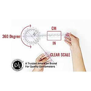 EMI Goniometer Physical Therapy 4 Piece Set EGM-429TM - 12", 8", 6", and Tape Measure