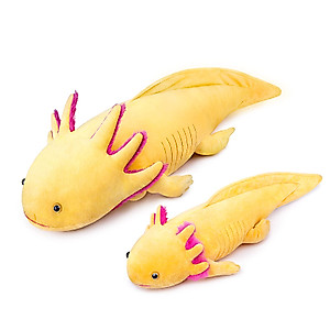 Large Axolotl Plush Weighted Stuffed Animals - Super Long 30Inch Weighted Axolotl Plush, Realistic Cute Yellow Ambystoma Pillow Toys Real Plushie Large Weighted, Unique Plush Gift Collection for Kids