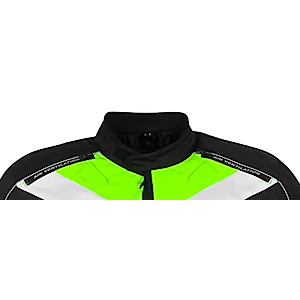 FTX Men's Armored Motorcycle Jacket, Racing Style Riding Gear, Dual Sports Protective Riding Motorcycle Jacket Mens (Large, Black/Green)