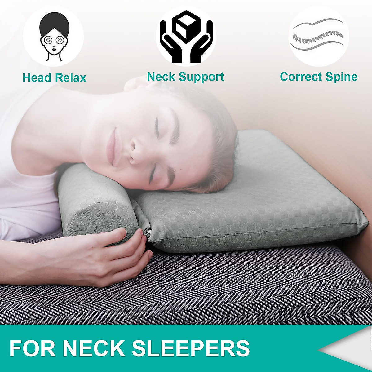 Neck Stretcher for Pain Relief Sleeping Pillow, Neck and Shoulder Relaxer Cervical Traction Device Pillow for Muscle Relax and TMJ Pain Relief