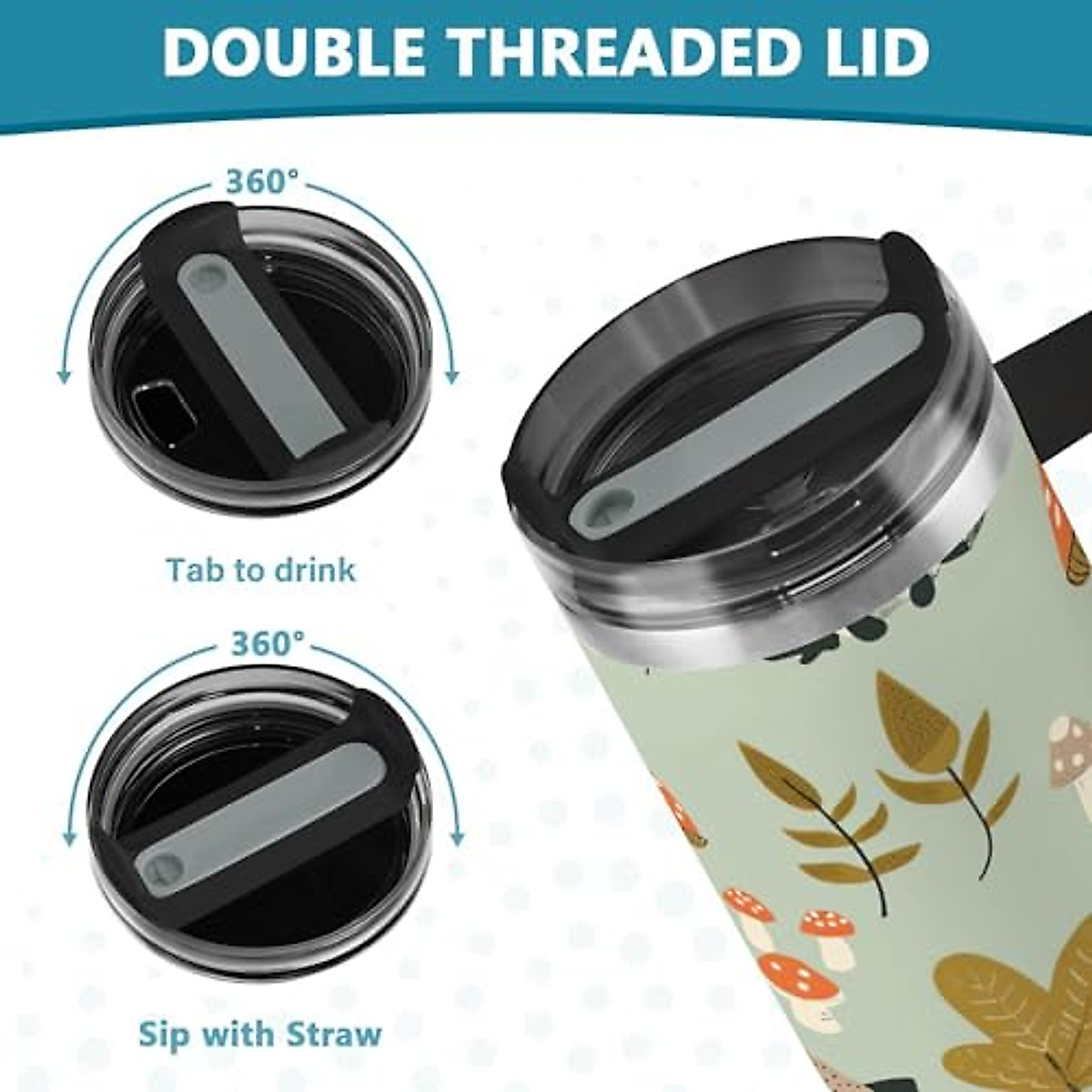 FRCSDIY Cartoon Raccoon Insulated Tumbler with Handle and Straw Lid,40oz Leakproof Stainless Steel Cup BPA-Free Water Bottle