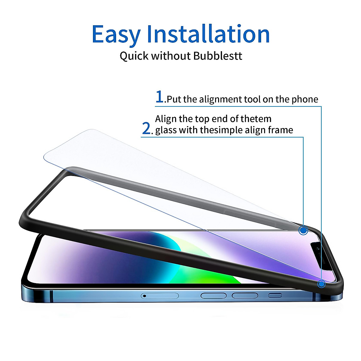 QUESPLE Matte Glass Screen Protector for iPhone 13 Pro Max/14 Plus 6.7 inch, Anti-Glare Tempered Glass Film, Easy Installation Case Friendly