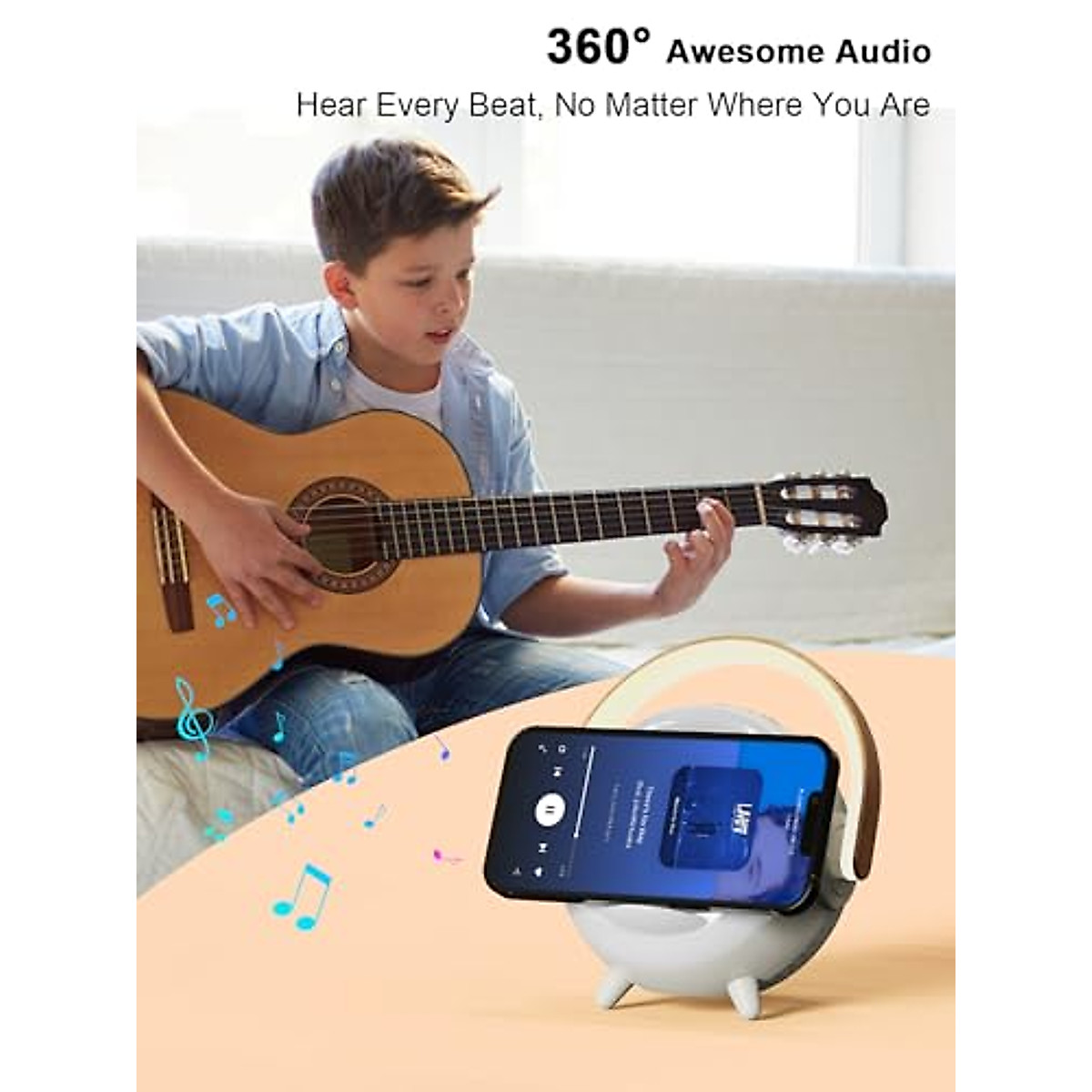 Depulat Kids Bluetooth Speaker with Lights 15W Portable Wireless Charging Speaker Dimmable Night Light Best Birthday Music Gifts for Teenagers -Bedroom, Office and Home Decor(Without Battery)