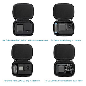 JSVER Case For GoPro Carrying Case for GoPro Hero 10, Hard Shell Travel Storage Case for Hero 11/10/9/8/7/6/5/4/3, Osmo Action 3, AKASO EK7000, Campark ACT74, YI Action Camera (Black)