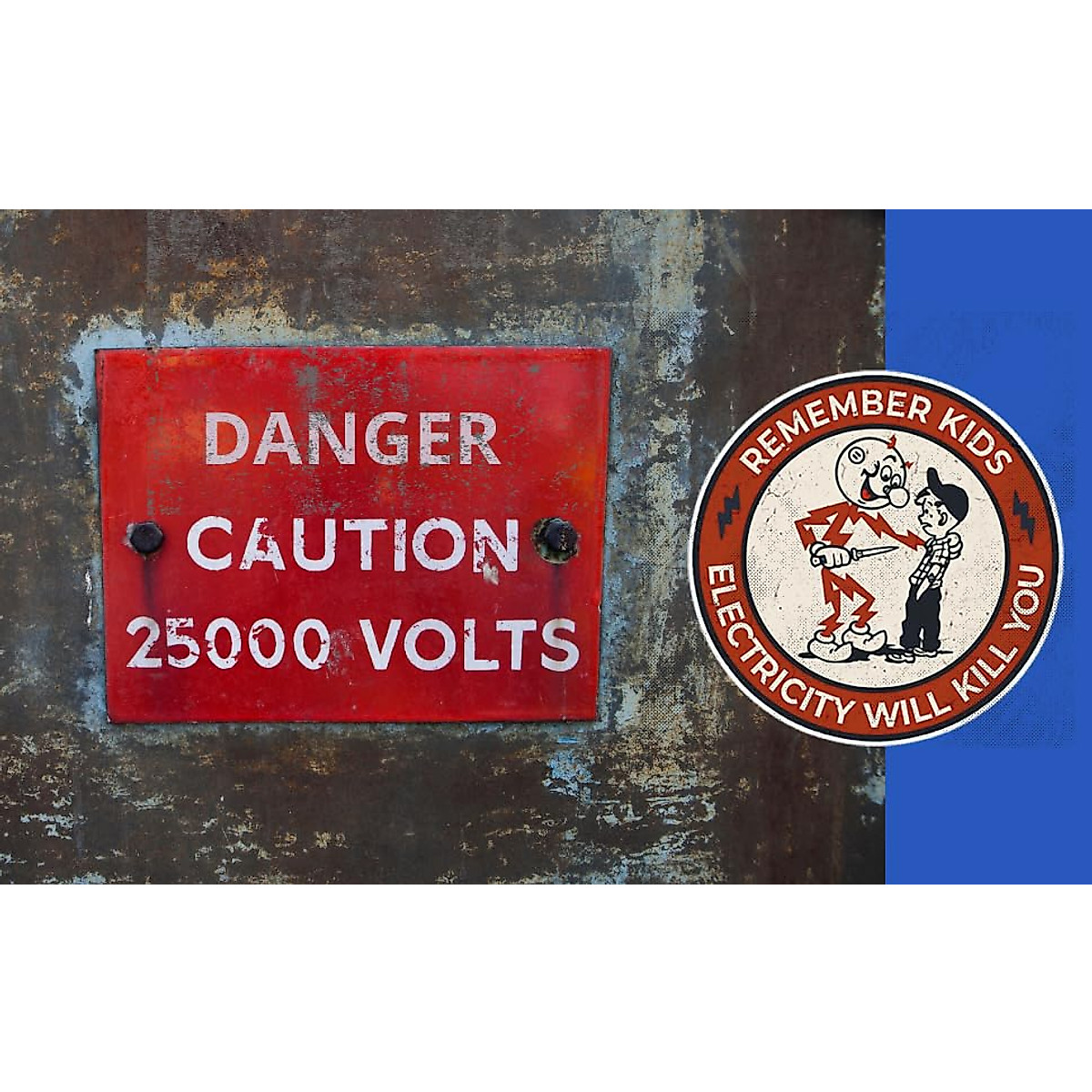 AG 4 PCS Remember Kids Electricity Will Kill You Decal Hard Hat Stickers Reddy Kilowatt Funny Electrician Mechanic Stickers, 3 Inch, Electricity Kills Sticker