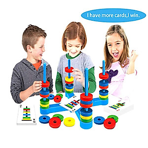 Board Games, Toptrend Magnetic Ring Matching Kids Game for 4-6 Boys & Girls STEM Science Toys Fun Family Match Cards Game Holiday