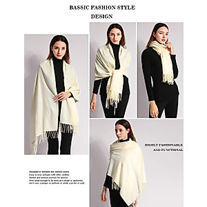 EASE LEAP Pashmina Scarfs for Women Silky Shawls and Wraps for Evening Dresses Soft Large Scarves Wedding Warm Stylish Solid Color, Ivory