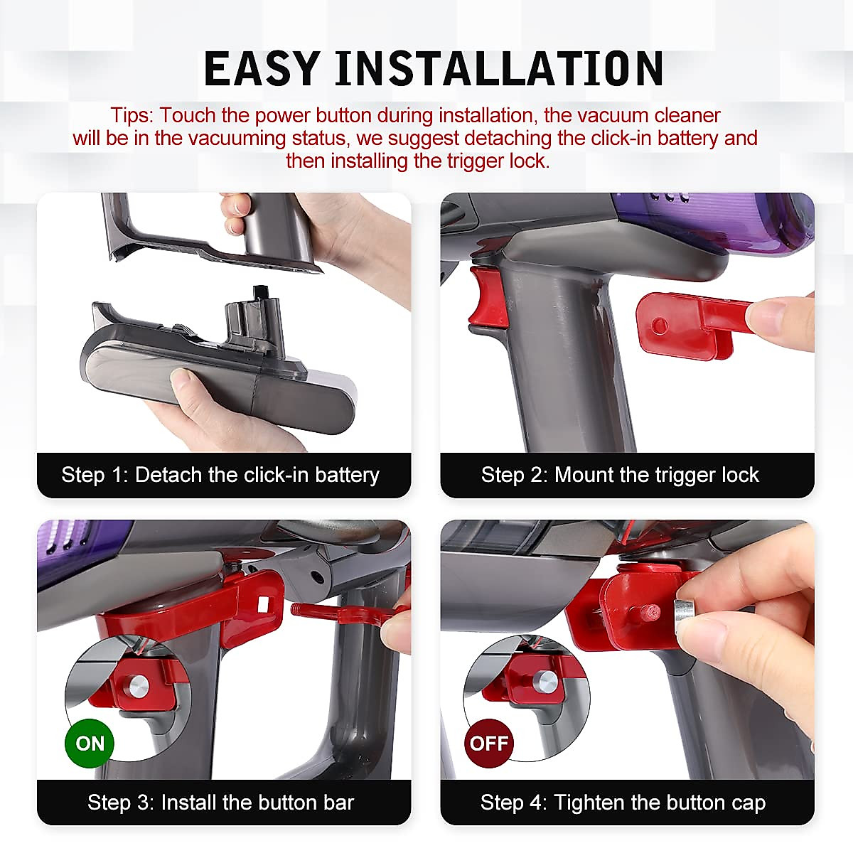 LANMU Trigger Lock Compatible with Dyson Outsize Absolute Plus/Total Clean/Origin Cordless Stick Vacuum Cleaner, Power Button Switch Accessories Attachments, Free Your Finger