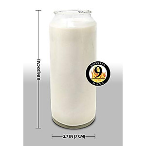 Hyoola 9 Day White Prayer Candle in Glass Jar- 1 Pack - Memory Candle for Religious, Memorial, Vigil and Emergency - 100% Vegetable Oil Wax