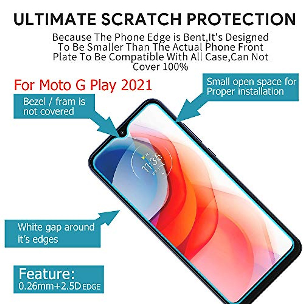 Ytaland for Moto G Play 2021 Case (Not for Moto G Play 2020),with 2 x Tempered Glass Screen Protector. (3 in 1) Crystal Clear Silicone Shockproof TPU Bumper Protective Phone Case Cover