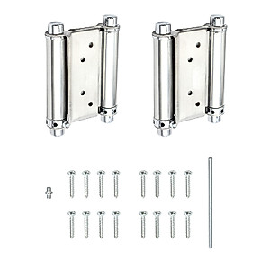 Kitchen Doors Cabinet Hinges,Cupboard Door Clip-on,Durable 4pcs 3Inch Double Action Hinges Swing Spring Hinge Stainless Steel Gate Spring Hinge Door Furniture Cabinet Drawer Hardware Tool for Doors
