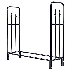 Goplus Firewood Log Rack Indoor Outdoor Fireplace Storage Holder Logs Heavy Duty Steel Wood Stacking Holder Kindling Wood Stove Accessories Tools Accessories (4 Feet)