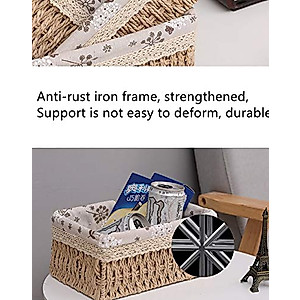 Woven Baskets for Storage Free Life Woven Baskets, Handmade Paper Rope Organizing Baskets Set, Square Nesting Baskets with Liner, Decorative Home Storage Bin (Set of 3) (Gray Set)