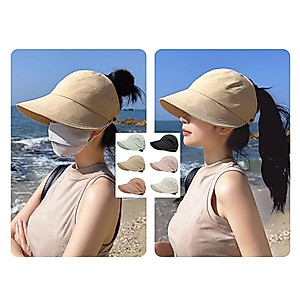 Women's Large Brim UV Protection Empty Top Sun Hat,Outdoor Wide Brim Hats for Women,Outdoor UV Protection Hollow Top Sun Hat (US, Alpha, One Size, Medium, Black)