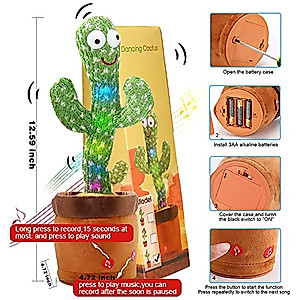 Emoin Dancing Cactus Baby Toys 6 to 12 Months, Talking Cactus Toys Repeats What You Say Baby Boy Toys, Dancing Cactus Mimicking Toy with LED English Sing Talking 15 Second Voice Recorder Musical Toys
