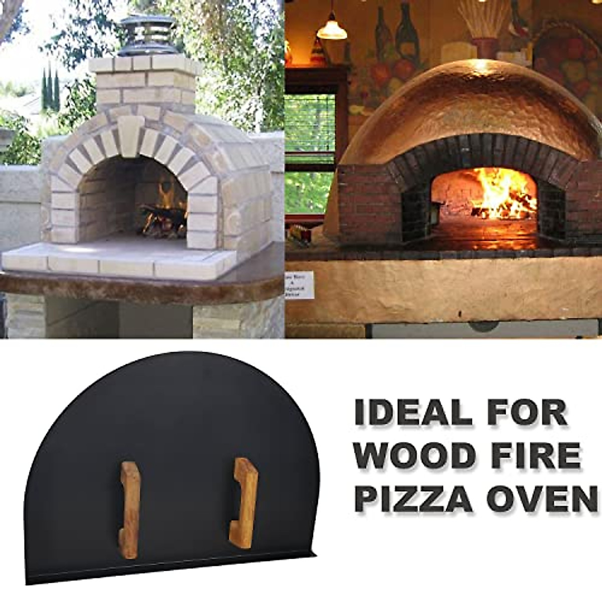 Simond Store Pizza Oven Door 19.25” X 27” Stainless Steel 304 Heavy-Duty Oven Door with Wooden Handle for Indoor & Outdoor Pizza Oven, Outdoor Pizza Oven Kit