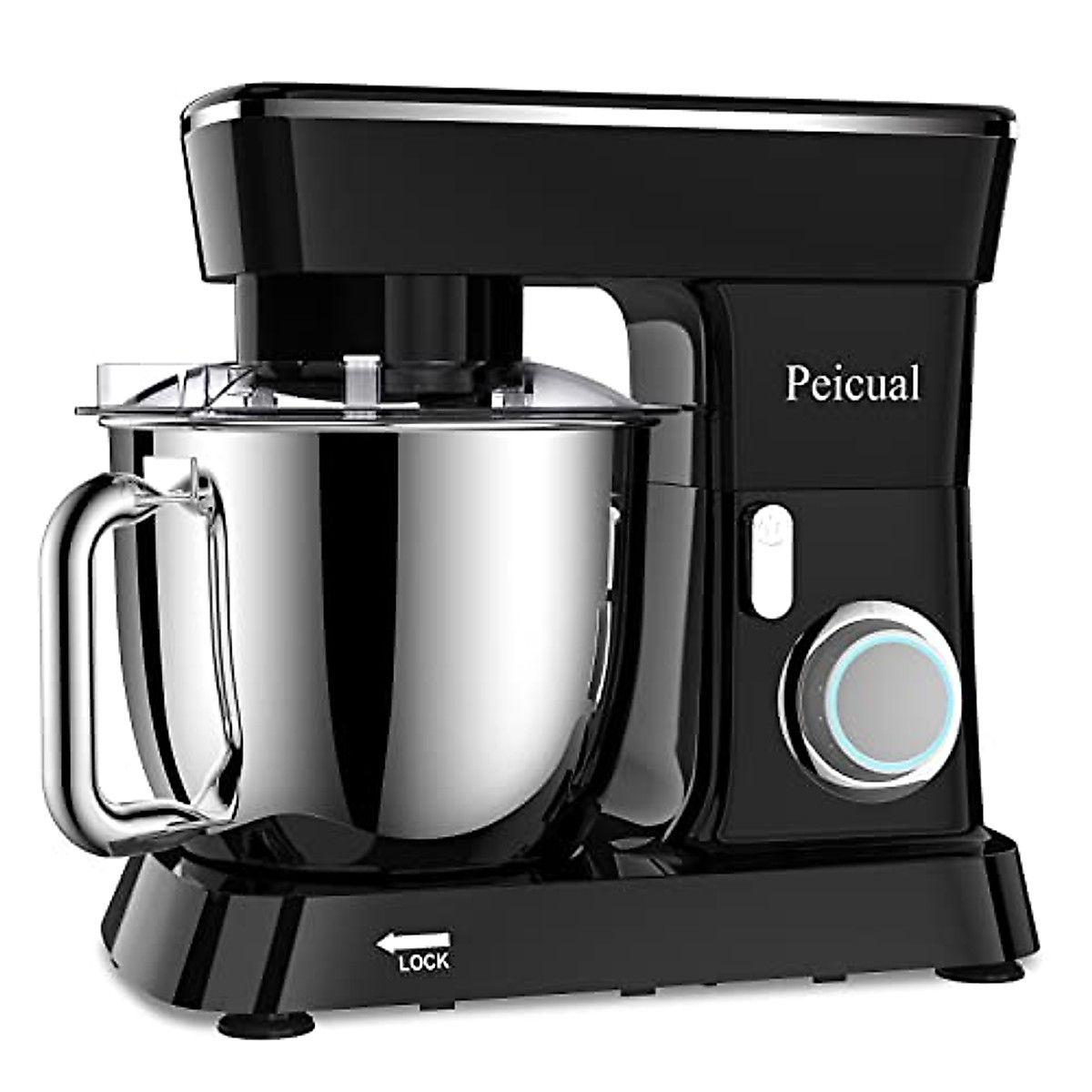 Upgraded Household Stand Mixer for Peicual 800W 10+P Speed High-Performance Tilt-Head Electric Kitchen Mixer 5.5Qt Stainless Steel Bowl with Dough Hook Flat Beater Wire Whisk & Splash Guard - Black