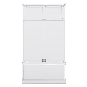 HomSof Hall Tree with Storage Shoe Bench for Entryway and Hallway,4-in-1 Design Coat Racks with 4 Hooks for Living Room,White
