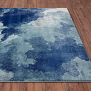 LUXE WEAVERS Modern Watercolor Painting Abstract Blue 5x7 Area Rug