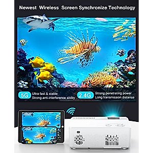 WiFi Projector with Bluetooth 5.1, COMAOGO Mini Projector 9500 Lumens 1080P 220” 5G Mirroring Movie Portable HD Projectors for TV, PC, HDMI, USB, VGA, iOS/Android