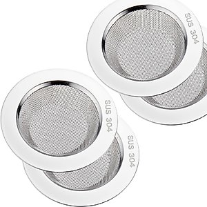 Upgrade 304 Stainless Steel Kitchen Sink Strainer, Kitchen Sink Drain Strainer, Sink Strainers with Large Wide Rim 4.5" Diameter for Kitchen Sinks (Stainless Steel 304) (2 PACK)