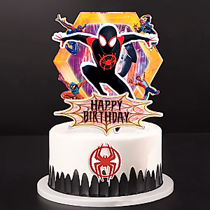 Valentina Buck 4 Pcs Spider Cake Topper Set, Hero Cake Decorations, Man Theme Birthday, Party Supplies for Parallel Universe Theme