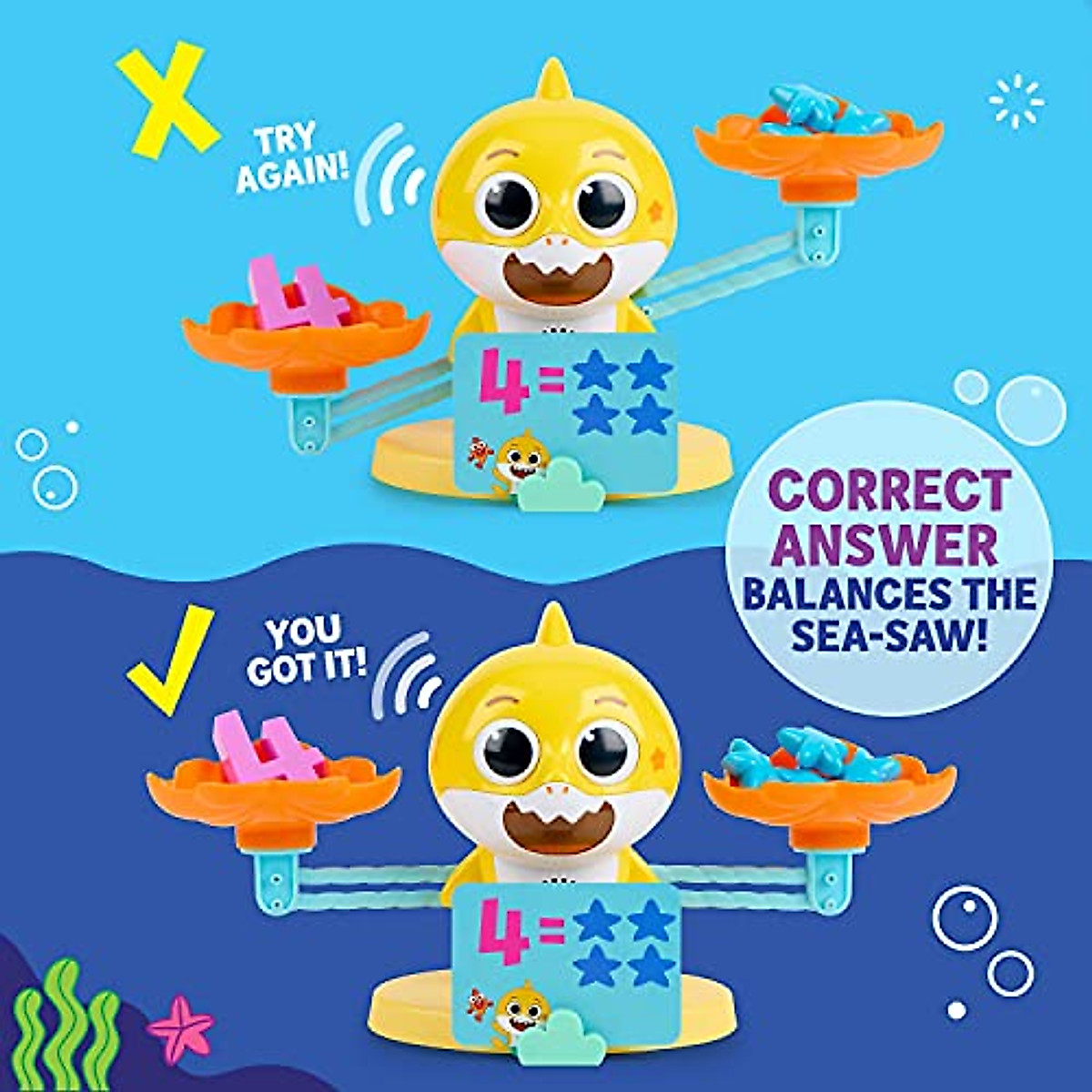 WowWee Baby Shark's Big Show! Sea-Saw-Counting Game – Educational Toy for Toddlers – Kids Math Toys