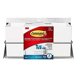 Command Wall and Cabinet Organizer, Satin Nickel, 1-Organizer, 4-Water-Resistant Strips, Organize Damage-Free