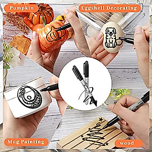 Epakh 200 Pack Permanent Markers Bulk Black Permanent Marker Set Fine Point Marker Pens Waterproof Markers Smear Proof Pens Works on Plastic, Wood, Stone, Metal and Glass(Black)