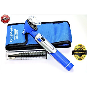 Premium Student Home USE LED Bright Light ENT Diagnostic Otoscope Pocket Size Blue Plus Aligator Ear Nose Forceps Plus 1 Extra Replacement Bulb Plus 10 Specula Cynamed