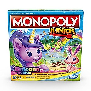 Hasbro Gaming Monopoly Junior: Unicorn Edition Board Game for 2-4 Players, Magical-Themed Indoor Game for Kids Ages 5 and Up (Amazon Exclusive)