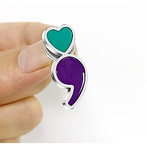 50-Pack Semicolon Mental Health Suicide prevention awareness Lapel pins Bulk Metal Purple & Teal Ribbon pin Souvenir Series Gifts