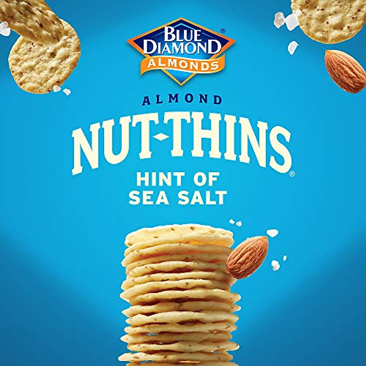 Blue Diamond Almonds Nut-Thins Gluten Free Cracker Crisps, Hint Of Sea Salt, Family Size, Sea Salt, 7.7 oz