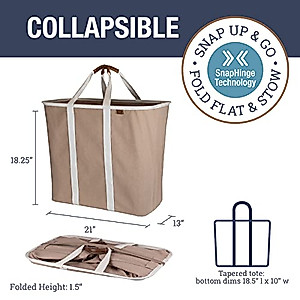 CleverMade Collapsible Laundry Basket, Premium Large Foldable Clothes Hamper, Laundry Tote Carry All Bin XL Pop-Up Caddy with Handles, 2 Pack, Mocha