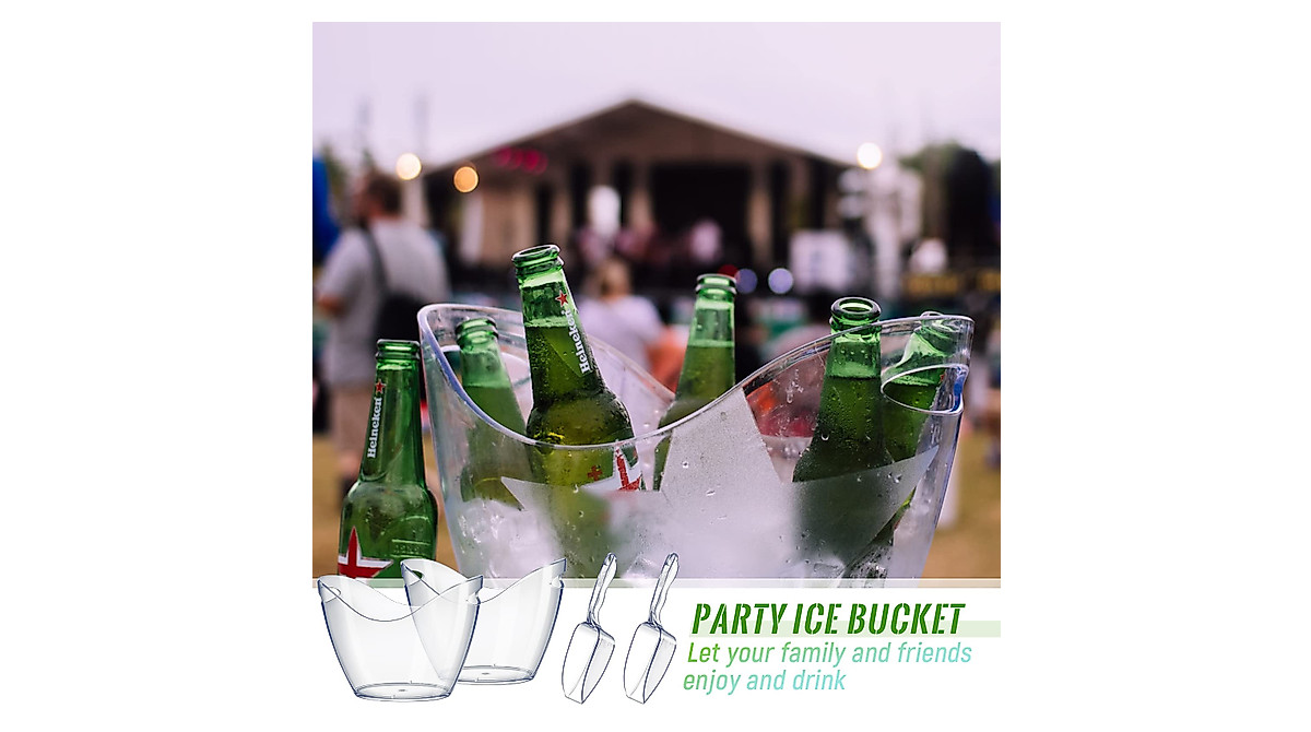 Clear Ice Bucket Set for Parties - 4 Liters & Scoops