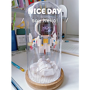 Uvini Building Blocks Astronaut Model with Light STEM Building Toy Micro Blocks for Adults or Teens Gifts Spaceman Mini Blocks Set DIY Bricks Toys 708PCS (Dust-Proof Dome Included) (00864)