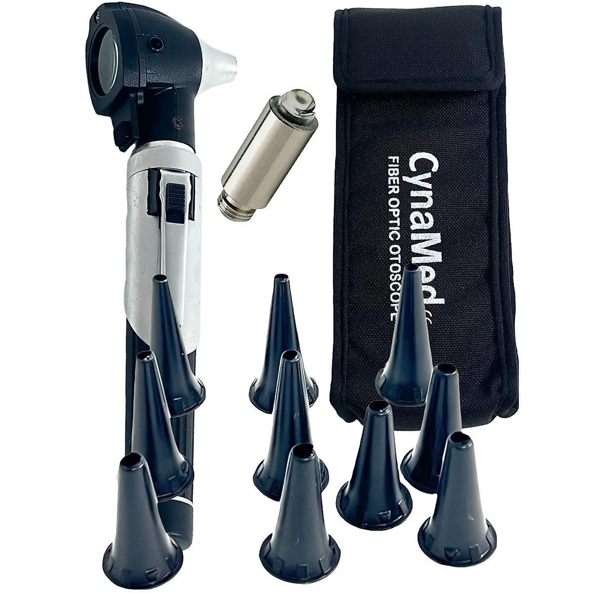 Cynamed Mini Otoscope Set-Pocket Size, Fiber Optic Otoscope Diagnostic Ear Care Tool-Pocket Otoscope (Black)