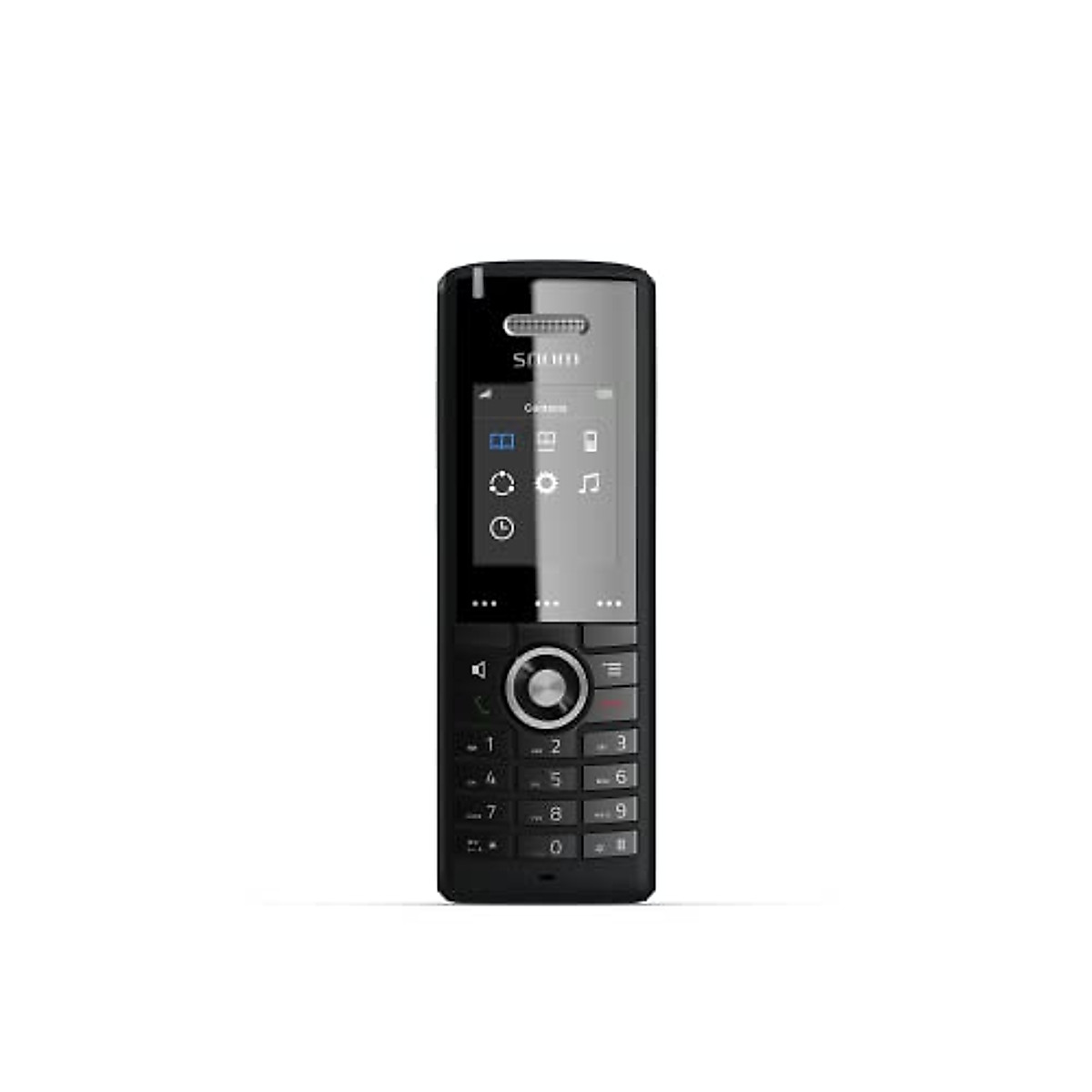 Snom M65 Professional DECT-Mobilteil (250 Stunden Standby, 2 Zoll 176 x 220 Pixel TFT, SW OTA-Upgrade, Vibrationsalarm, Gürtelclip, beleuchtete Tastatur), Schwarz, 00003969
