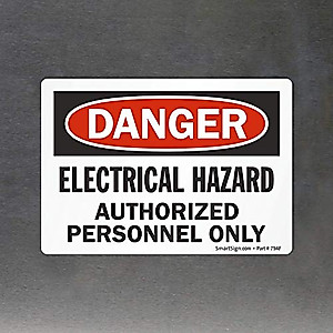 SmartSign - U9-1742-ND_3.5x5 "Danger - Electrical Hazard, Authorized Personnel Only" Label | 3.5" x 5" Laminated Vinyl Black/Red on White