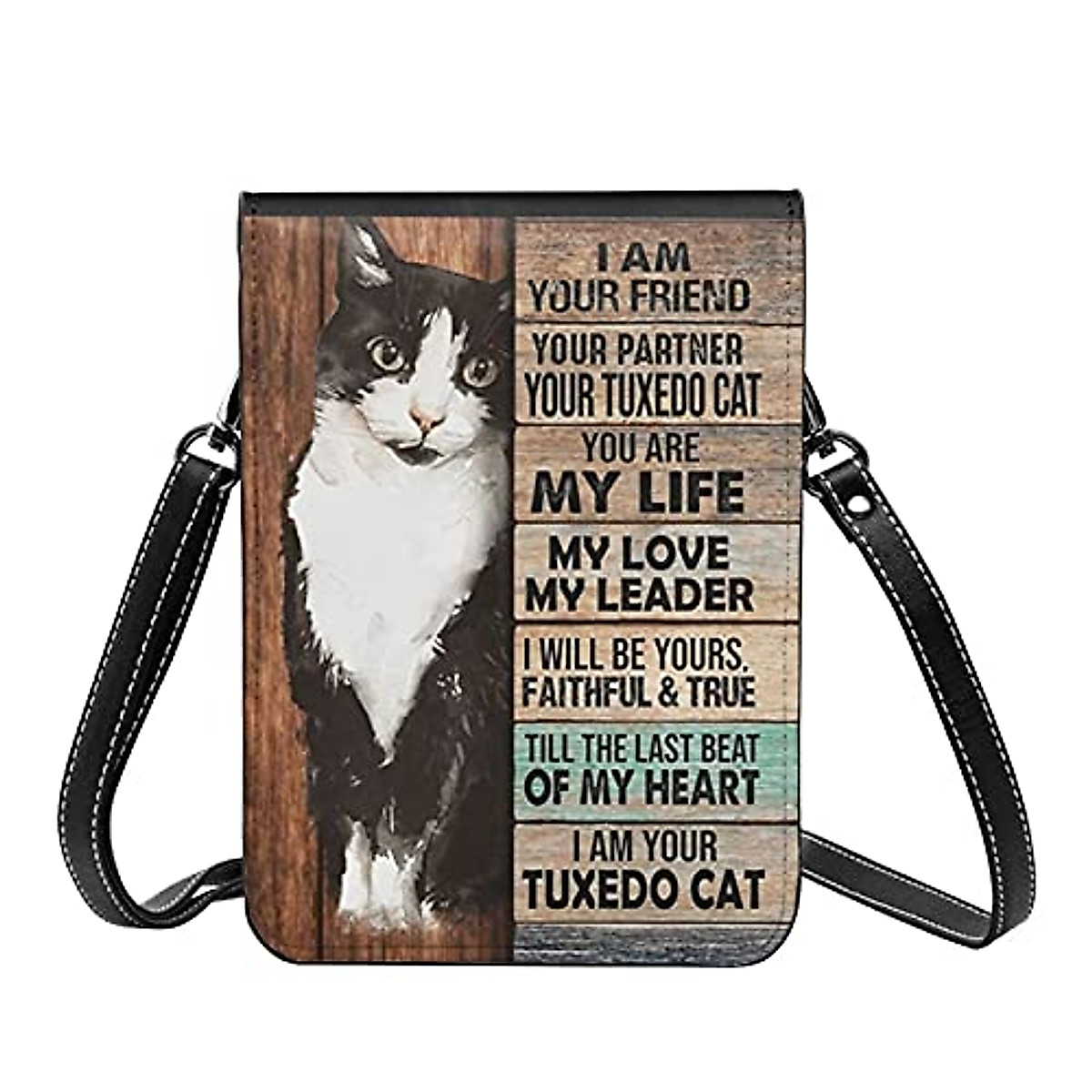Striking Cats Tuxedo Cat Art Crossbody Cell Phone Purse Wallet Bags With Shoulder Adjustable Strap For Women Teen Girls