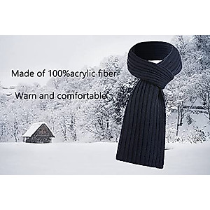 LONGTEN Winter Beanie Hat Scarf Touch Screen Driving Gloves Set for Men Women Ribbed Knit 3 in 1 Navy